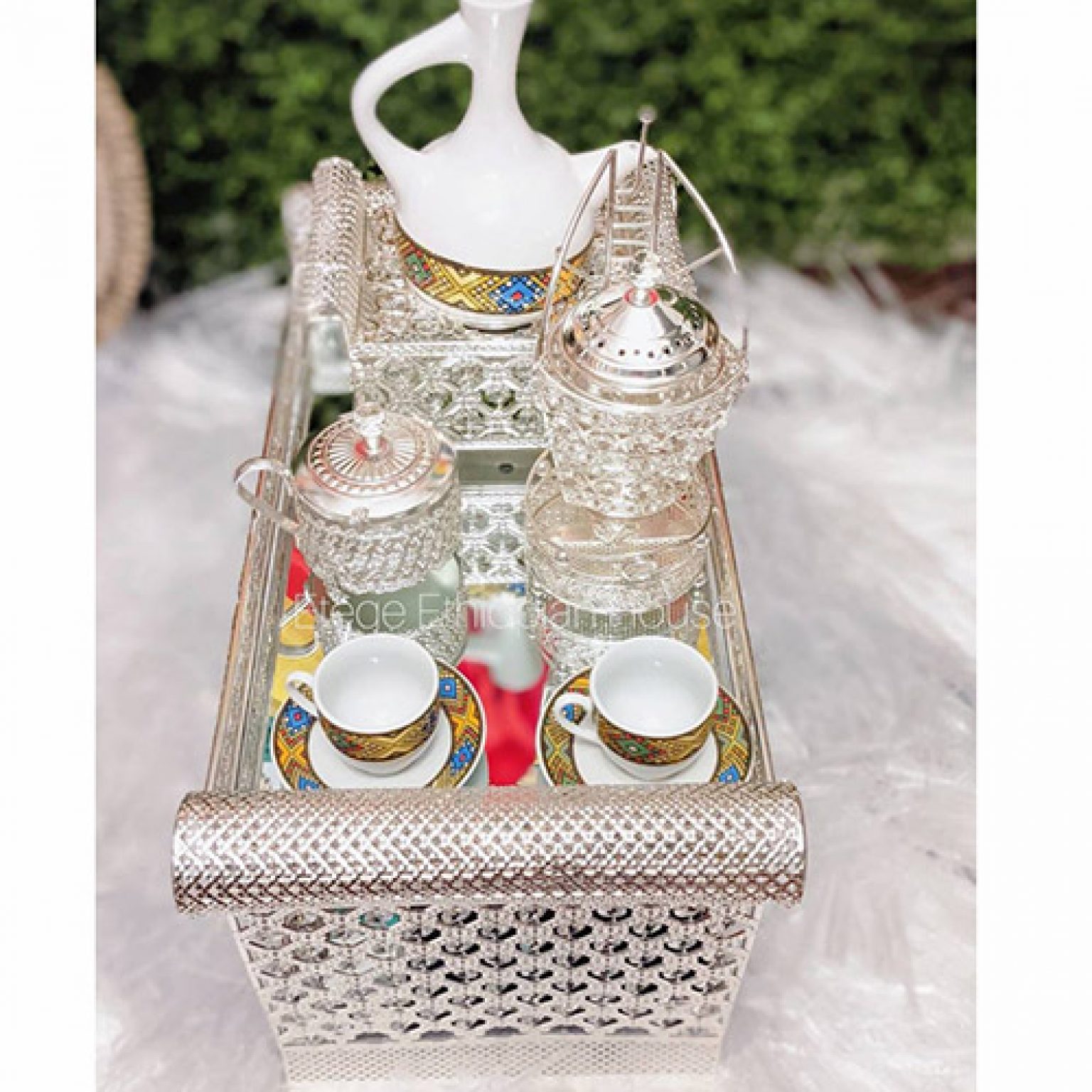 Large Ethiopian Eritrean Rekebot Cultural Coffee Table Set SILVER - The ...