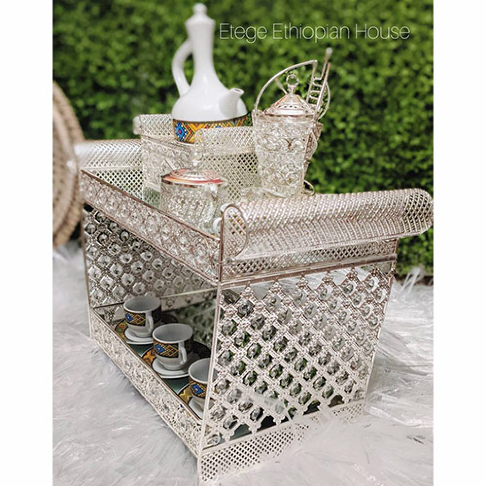 Large Ethiopian Eritrean Rekebot Cultural Coffee Table Set SILVER - The ...