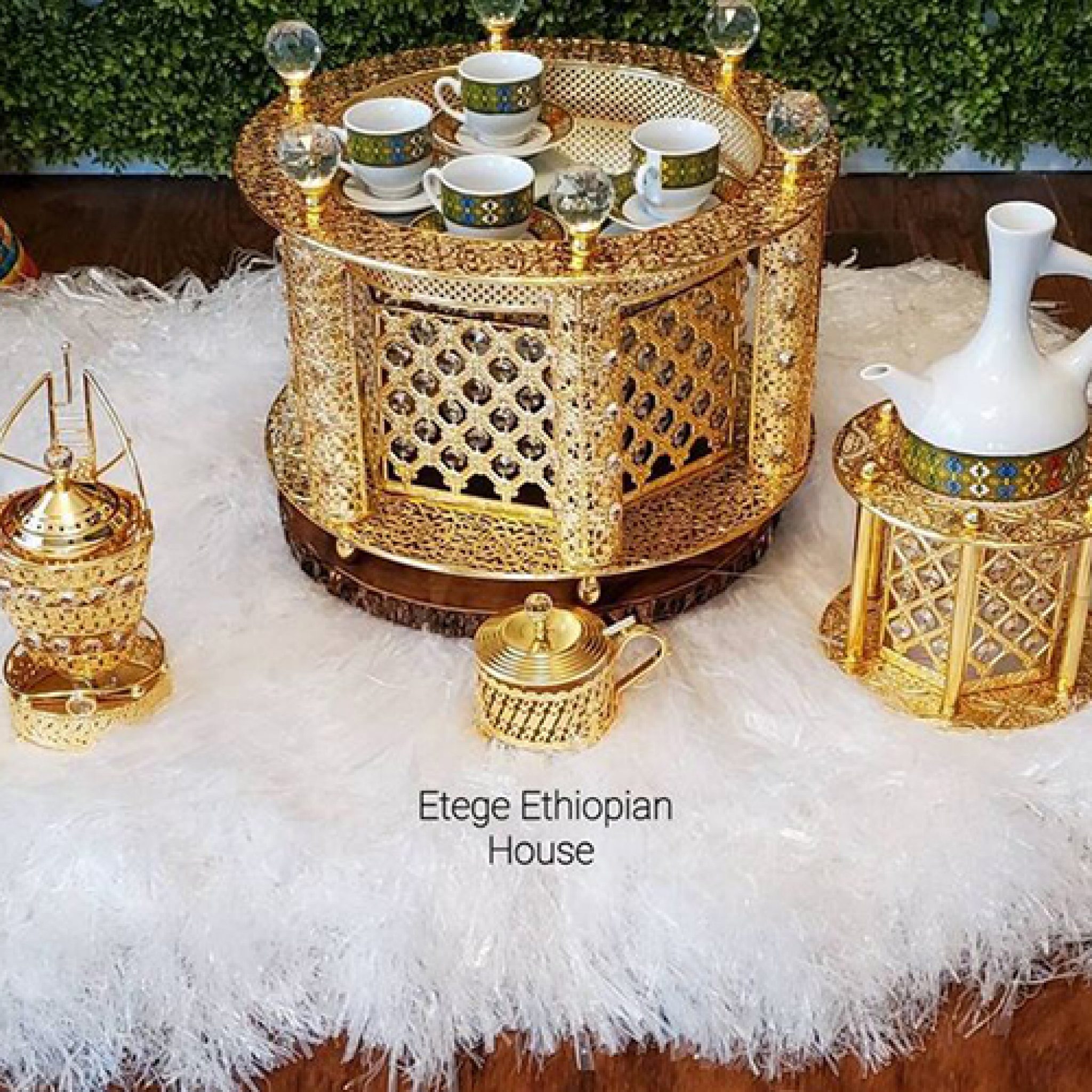 Circular Ethiopian Eritrean Rekebot Cultural Coffee Serving Table Set ...