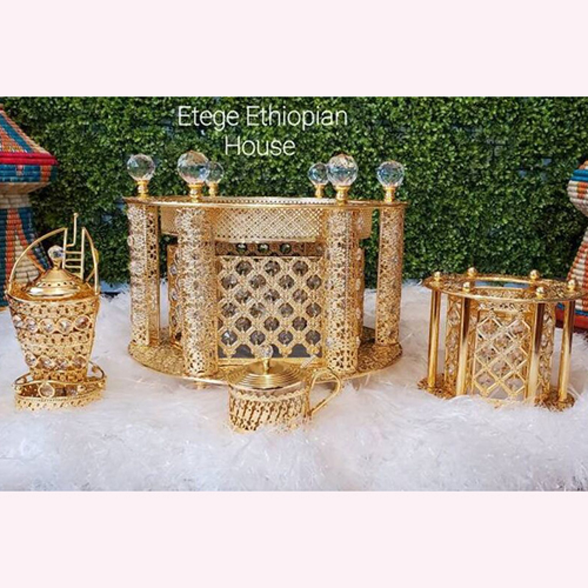 Circular Ethiopian Eritrean Rekebot Cultural Coffee Serving Table Set ...