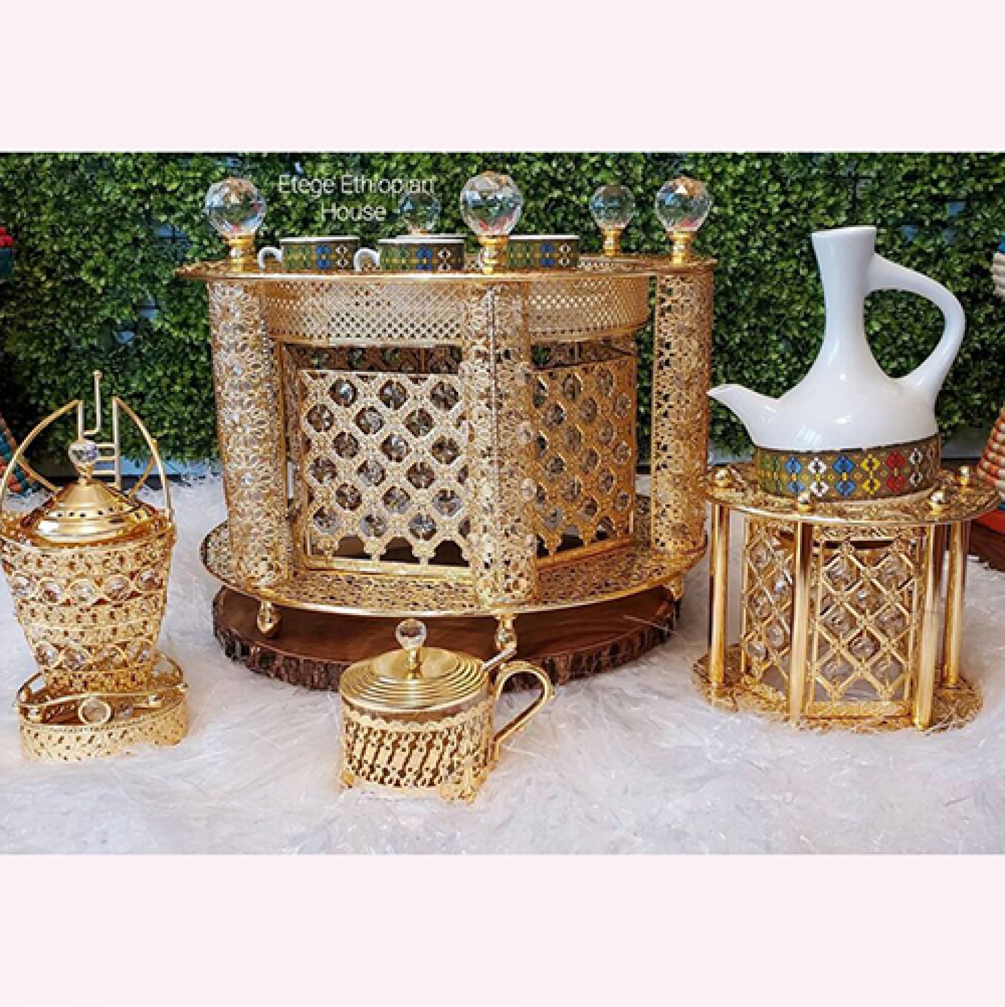 Circular Ethiopian Eritrean Rekebot Cultural Coffee Serving Table Set ...